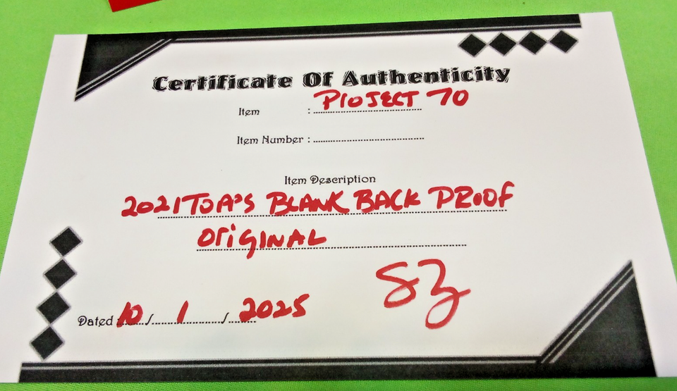 2021 TOPPS PROJECT 70 promo PROOF BACK CARD STOCK COA mike piazza 95 ...