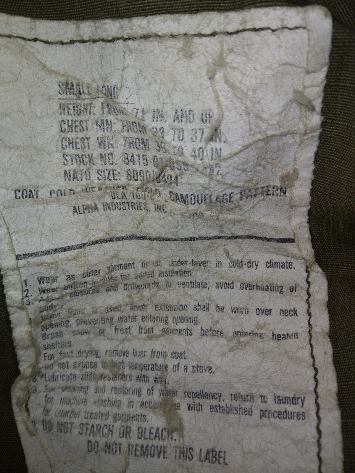 Small Long Woodland Military Jacket Model NSN 8415 0… - Gem