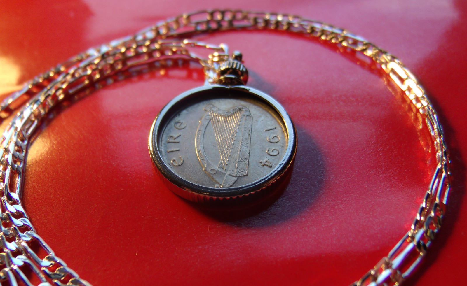 1994 Irish Lucky Coin Pendant on a 28" Sterling Silver Link Style Chain ...