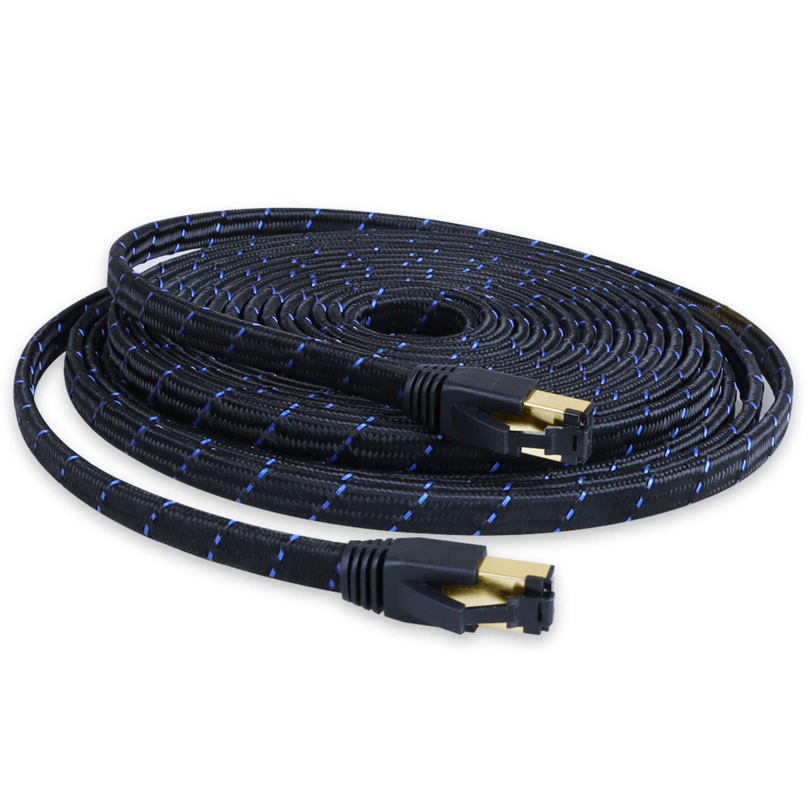 Nylon Braided FLAT 40Gbps 2000Mhz CAT 8 Ethernet Cable (1/2/3/4.5/7.6/9 ...
