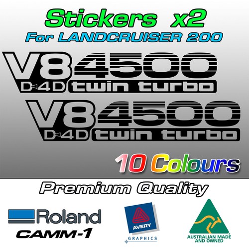 2x V8 D4D 4500 Twin Turbo stickers for Toyota LandCruiser 200 *Premium ...