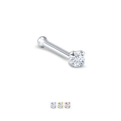 14KT White, Yellow or Rose Gold Nose Bone Ring Short 5.5mm Post Length ...