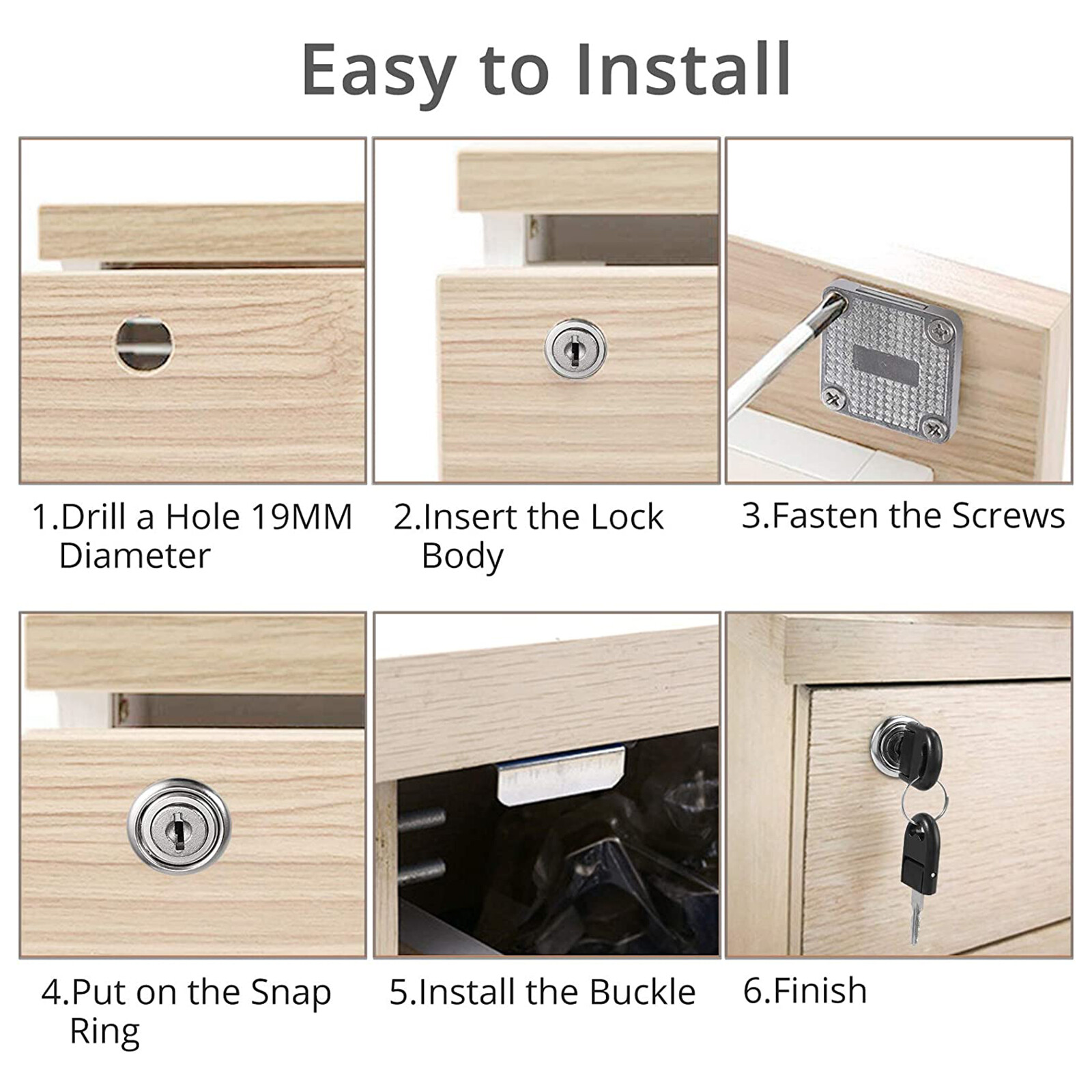 1Set Cabinet Drawer Lock with 2 Keys Zinc Alloy Safty Latch Furniture ...