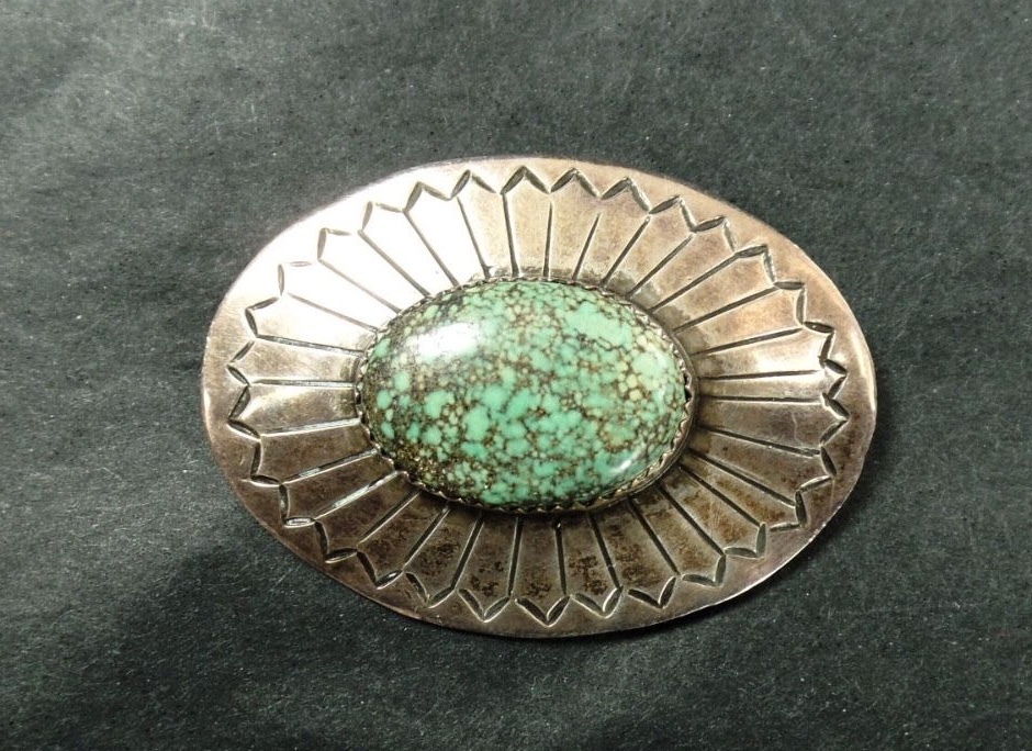 Vintage Concha Pin Sterling Silver Turquoise - Great Stone | eBay