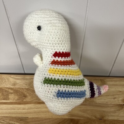 Rainbow Dinosaur Stuffie T Rex Plush Crocheted Dinosaur Handmade ...