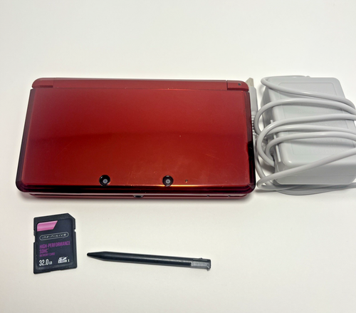 Nintendo 3DS Flame Red System w/Charger, stylus, memory FREE Shipping ...