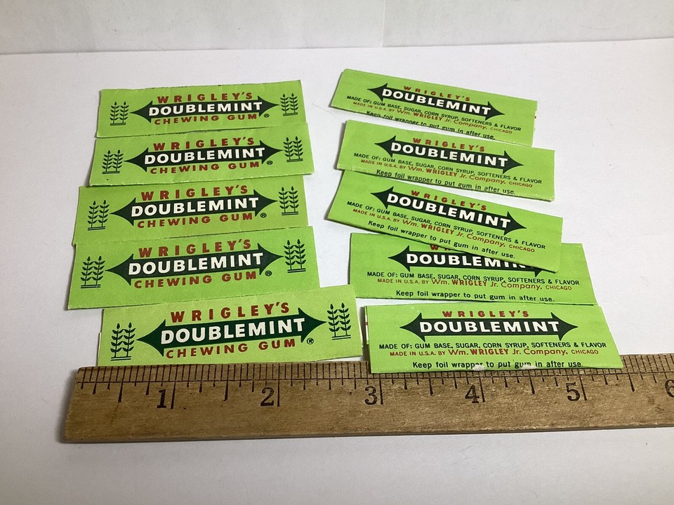 VINTAGE LOT OF TEN WRIGLEY’S DOUBLEMINT CHEWING GUM WRAPPERS NICE | eBay