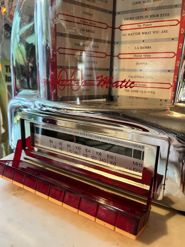 table top jukebox machine seeburg select 0 matic silver juke box | eBay