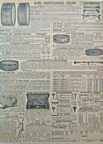 1911 Antique Drum Musical Instrument Art Sears Catalog Page Vintage ...