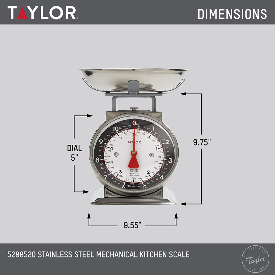 Taylor Mechanical Kitchen Food Scale 11lbs Capacity,Grams & Ounces ...