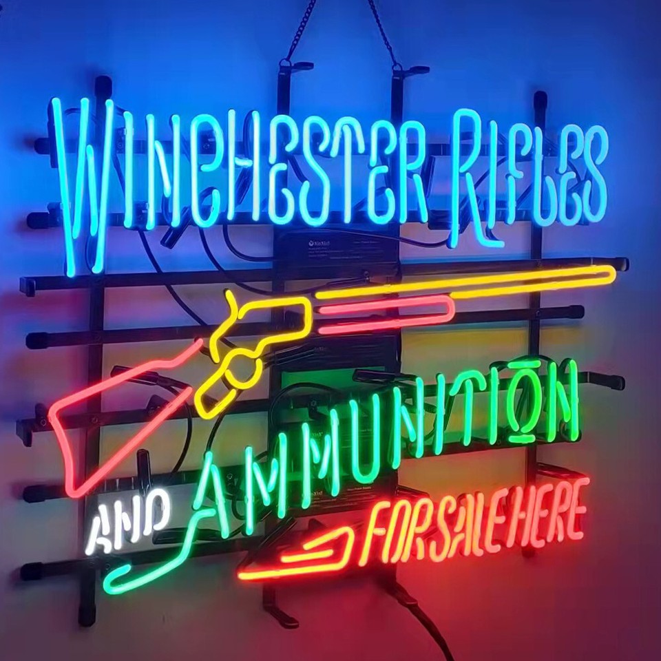 US STOCK Winchester Rifles Neon Sign 24"x20" Home Bar Man Cave Wall ...