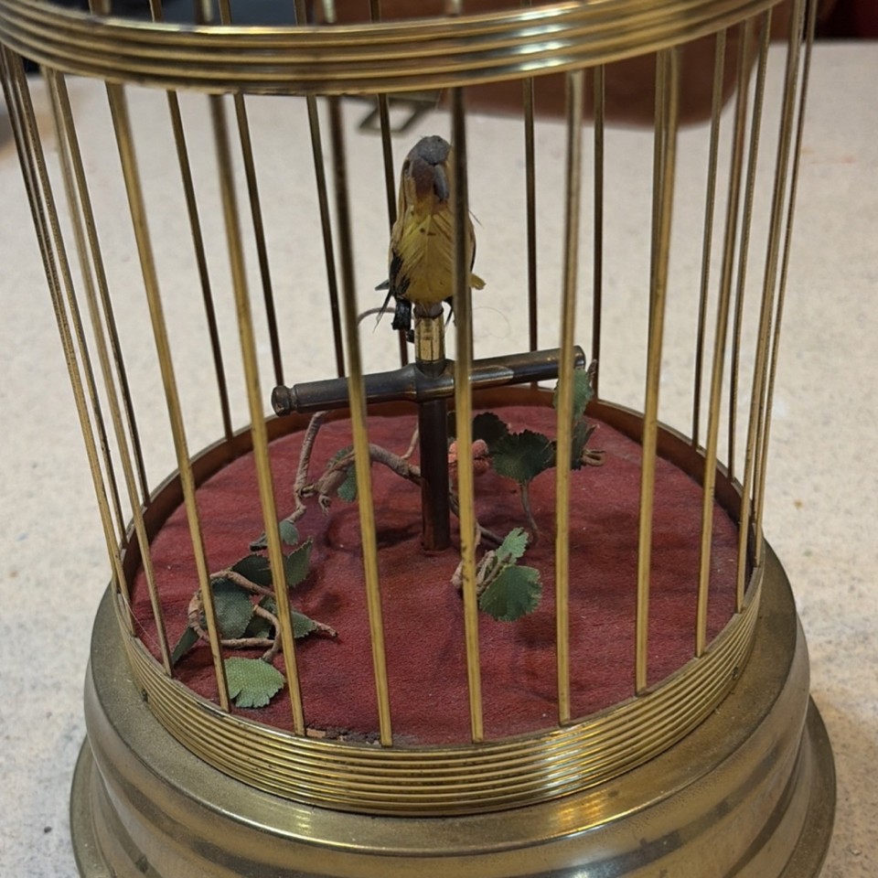 Brass Mechanical Singing Bird Cage Music Box Vintage Germany | eBay