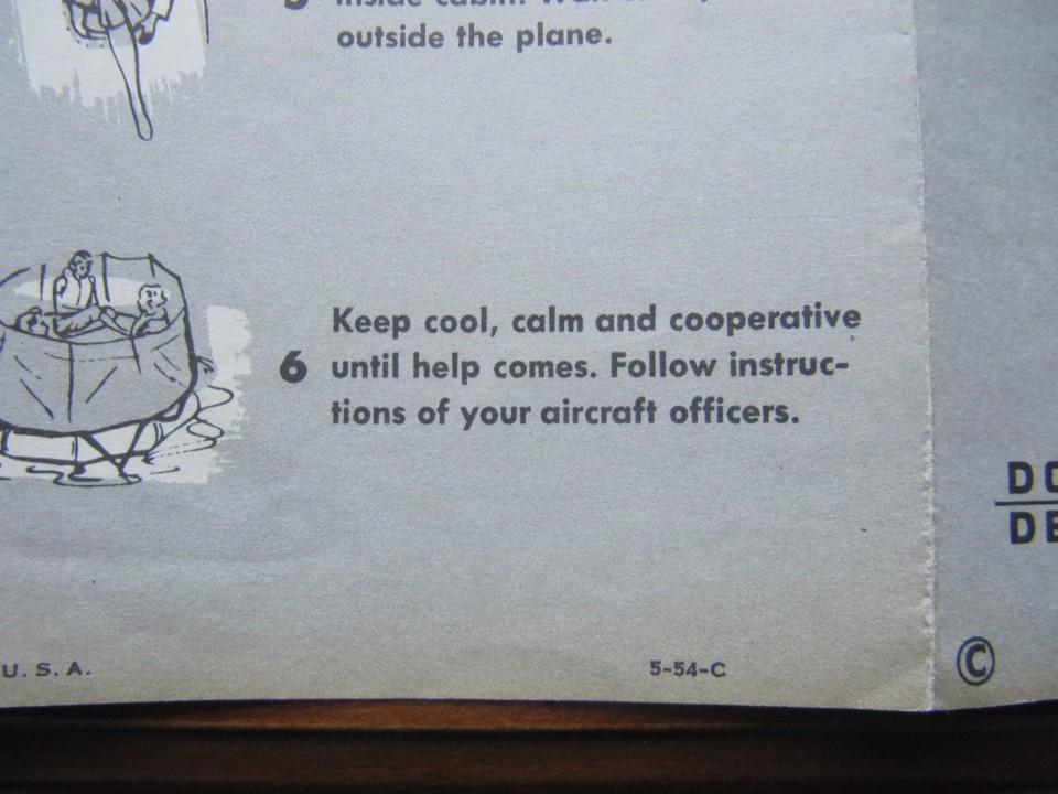 PAN AM AMERICAN safety card 5/54 BOEING 377 Double Decked Strato ...