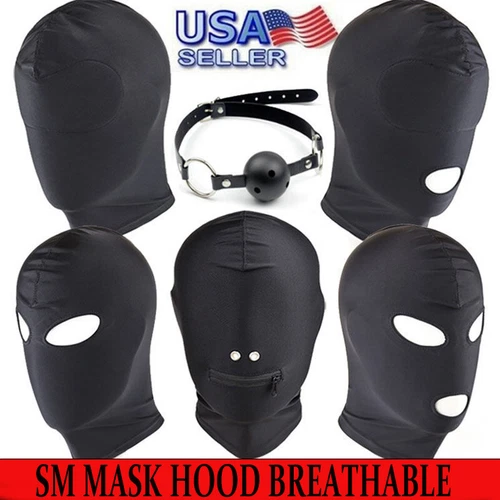 Spandex Face Cover Head Hood Cosplay Headgear Open Eye Mouth Mask Gags ...