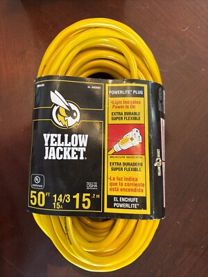 Yellow Jacket 14/3 15 Amp 50' (15.2M) Powerlite Plug Extension Cord | eBay