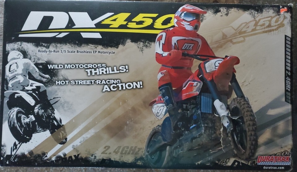 NEW RARE Vintage Duratrax DX450 RC Dirt bike Kawasaki Green Brushless ...