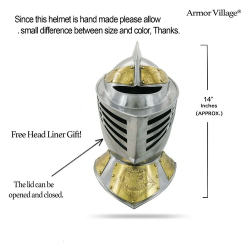 Medieval Armor Closed Helmet Golden Knight Decorative Iron Chrome Full ...