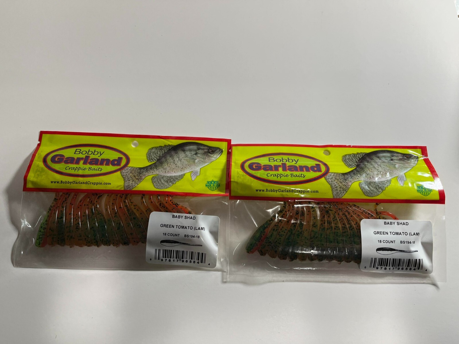 Lot of 2 Bobby Garland Crappie Baits Baby Shad Green Tomato Bulk | eBay