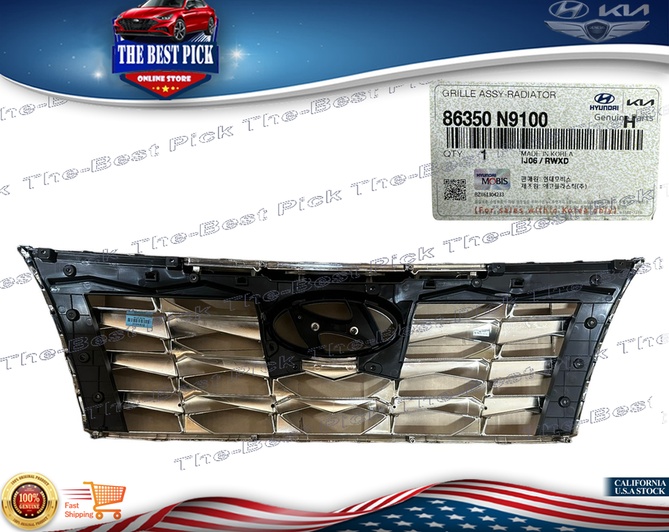 ⭐GENUINE⭐ FRONT Bumper Grille "Dark Chrome" Hyundai Tucson 2021-2022 ...