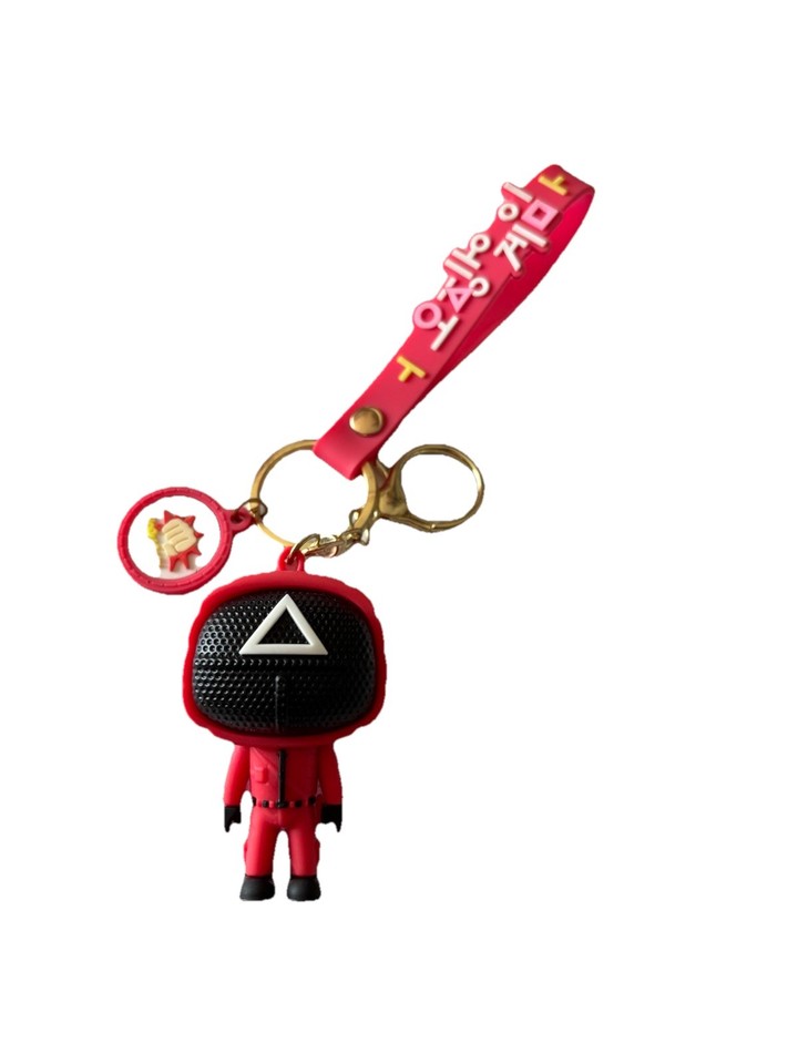 Triangle Guard Mask Squid Game Red Keychain Lanyard Backpack Purse ...