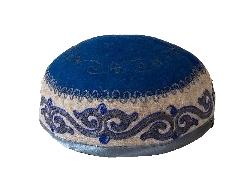 KAZAKH MEN'S DOPPI-LIGHTWEIGHT WOOL HAT -TRIBAL DESIGN - 22.5 INCHES ...