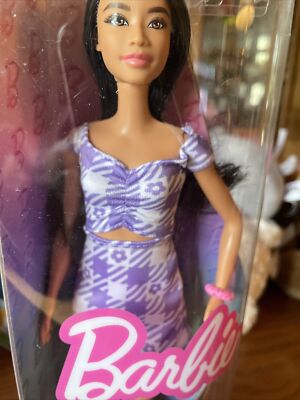 Barbie Fashionistas Doll #199, Tall Body Wavy Black Hair, Purple ...