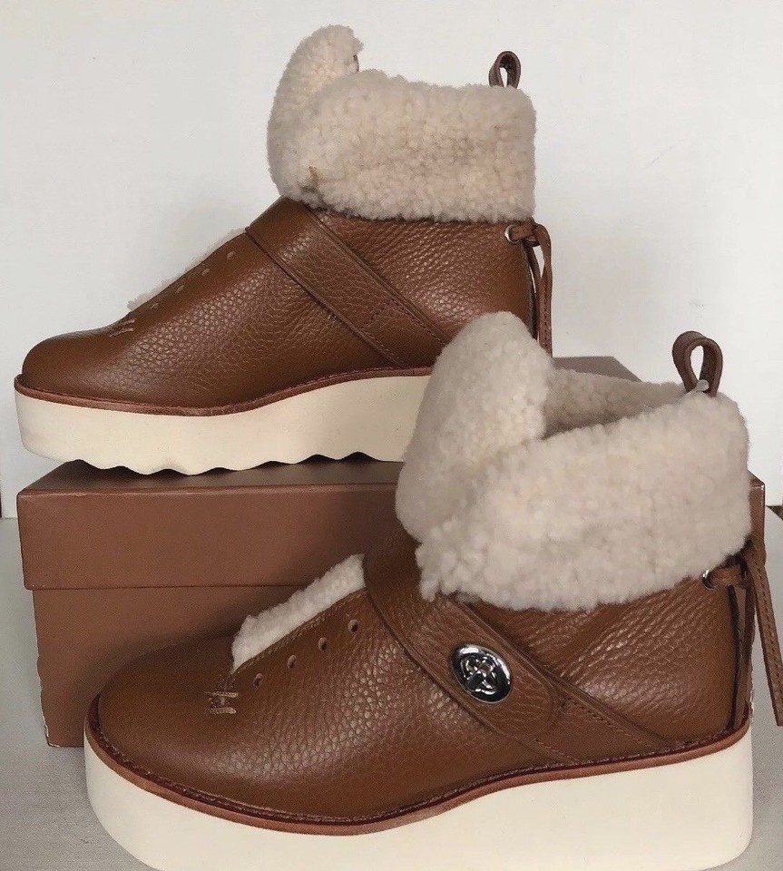 New Coach Q7800 Urban Hiker Shearling PCS Women Boots Size 5 Saddle | eBay