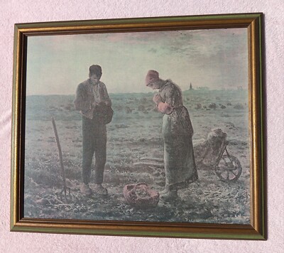 Jean-Francois Millet 'The Angelus' Farmer Couple Praying Wood Frame 26. ...
