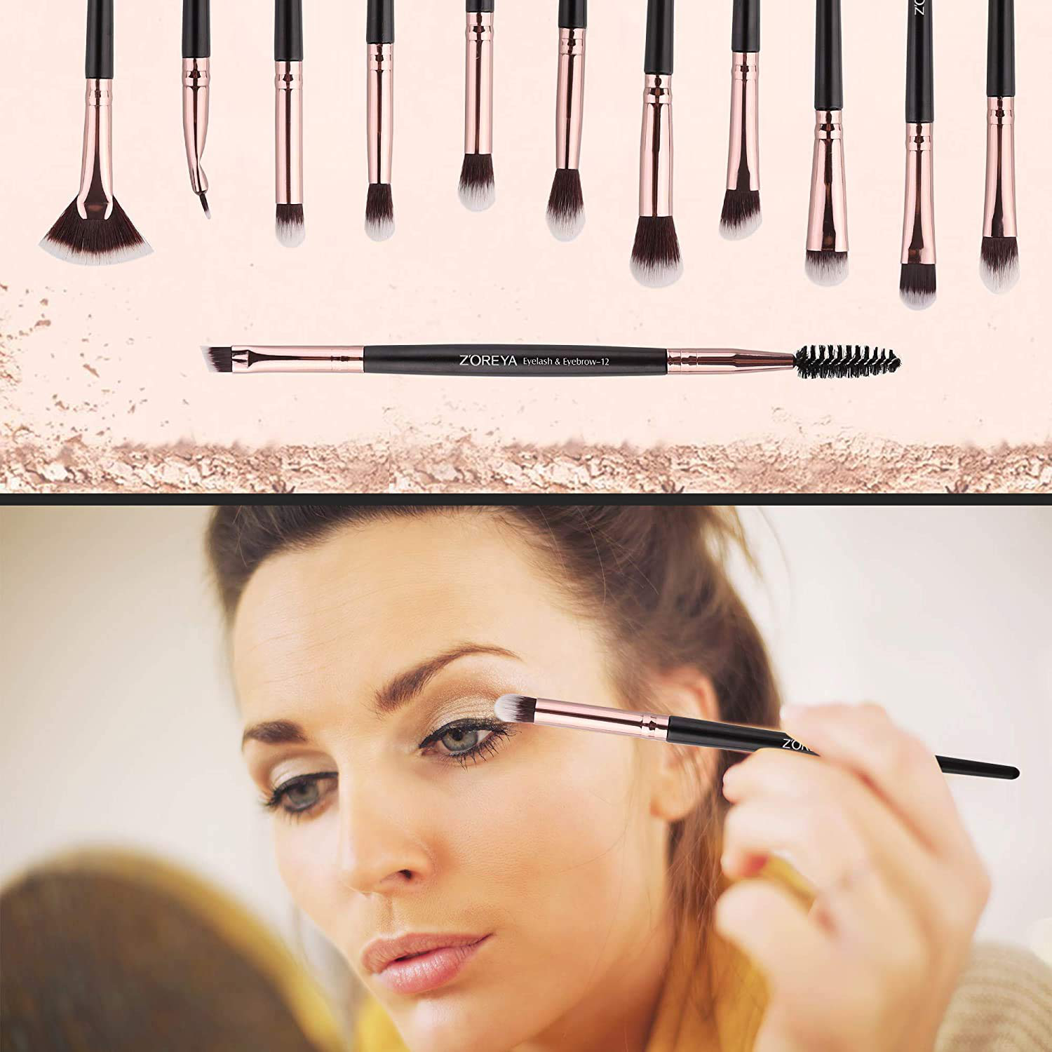12 Pcs Eye Brush Eyeshadow, Eyebrow, Blending, Fan, Eyelash Brushes ...
