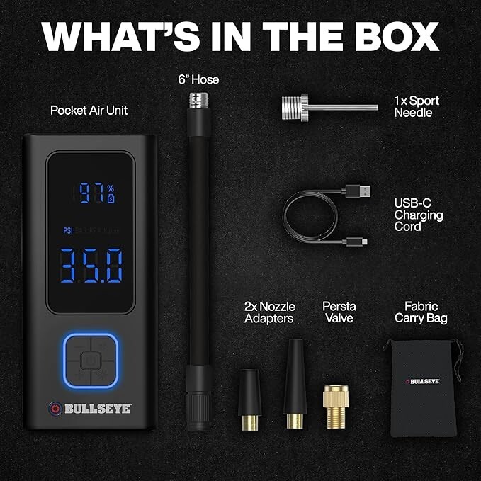 POCKET AIR Car Tire Inflator Portable Air Compressor by Bullseye Pro ...