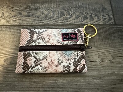 MJ Makeup Junkie Bag Micro Brown Pink Gator Baby Pink 5 x 3.5 | eBay