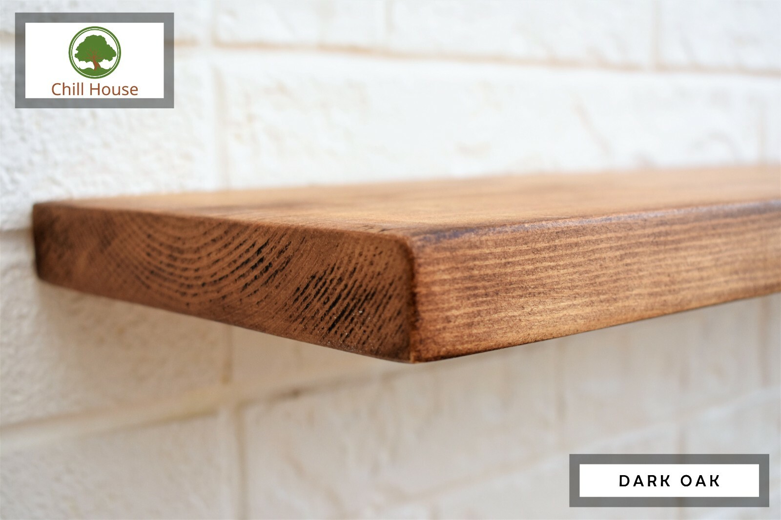 Rustic Flat Floating Shelf Solid Wood Chunky Handmade Oak Industrial ...