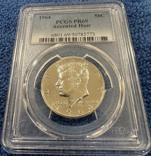 1964 Silver Kennedy Half Dollar Proof Accented Hair PCGS PR69 ...