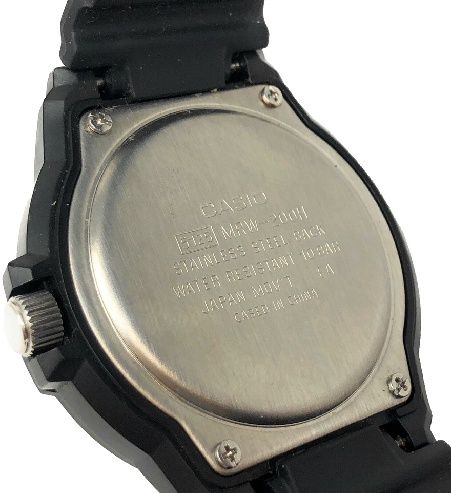 Casio MRW200H-1BV, Analog Watch, Black Resin Band, Day/Date, 100 Meter ...