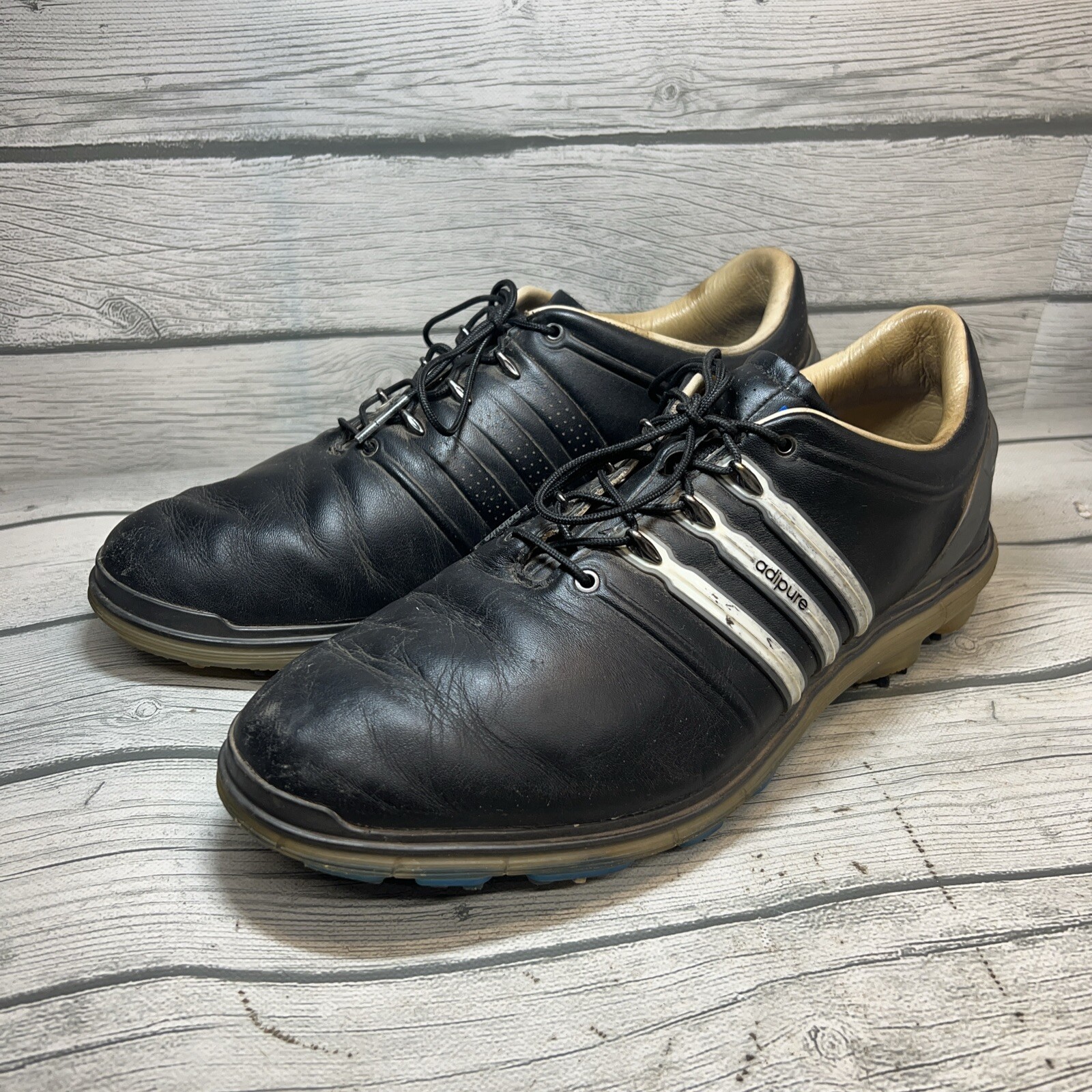 Adidas Adipure Golf Shoes Men's Leather black/white Size 11 US | eBay
