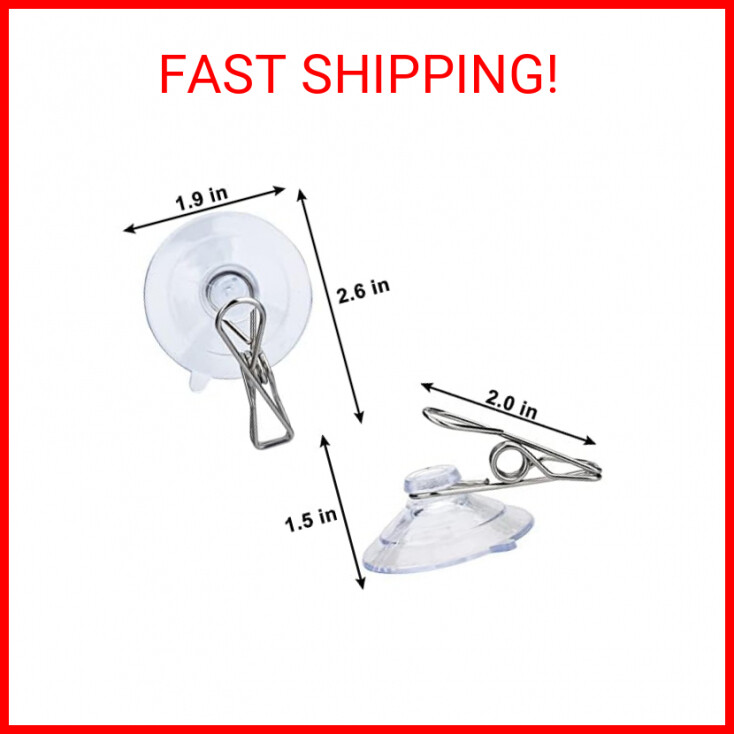 20 Pack Suction Cup Clips for Windows Clear 2" Suction Cups with Clips ...