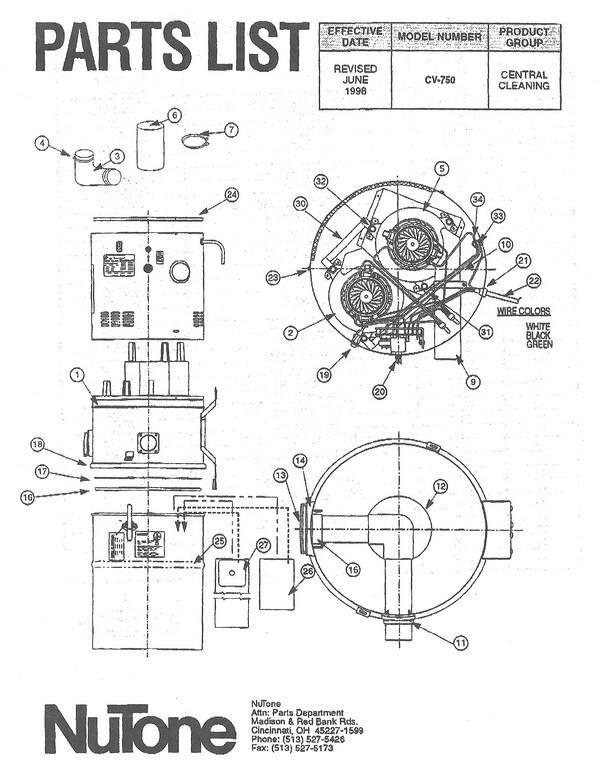 NuTone® p/n 33825-206 Lower Pail — CV450W, CV750W, CV850W Central Vac ...