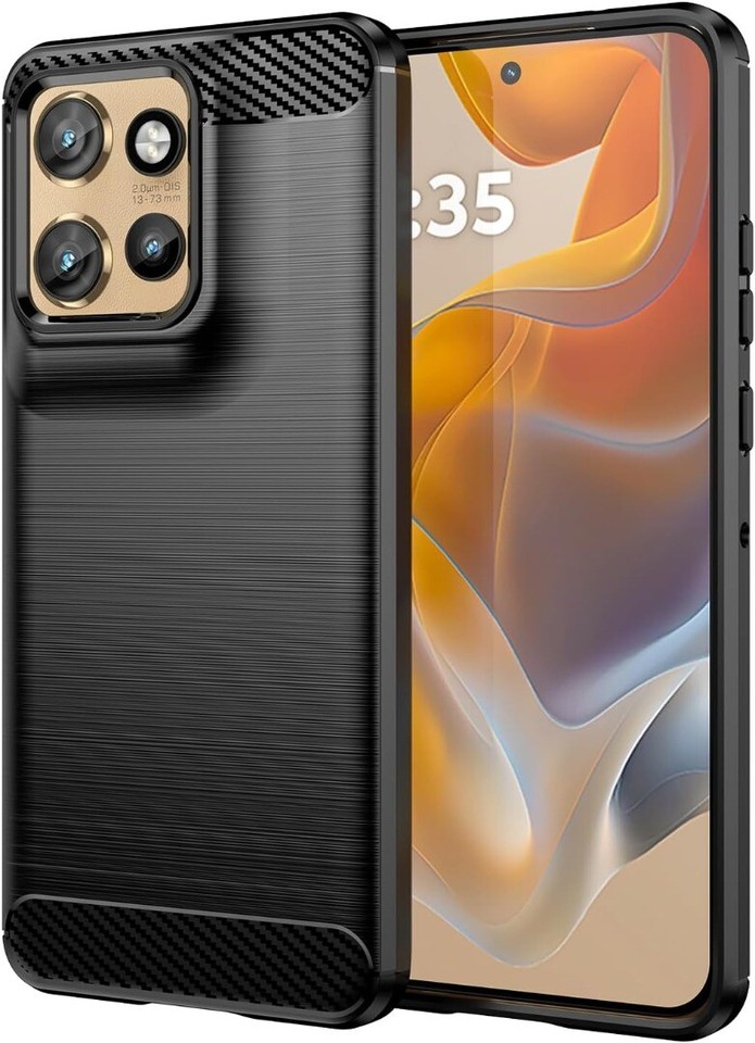 For Motorola Moto G75 5G Case, Carbon Fibre Silicone Shockproof Gel ...