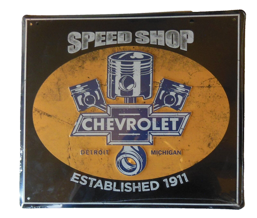 SPEED SHOP - CHEVROLET - DETROIT, MI. - EST. 1911 - LARGE (18" x 16 ...