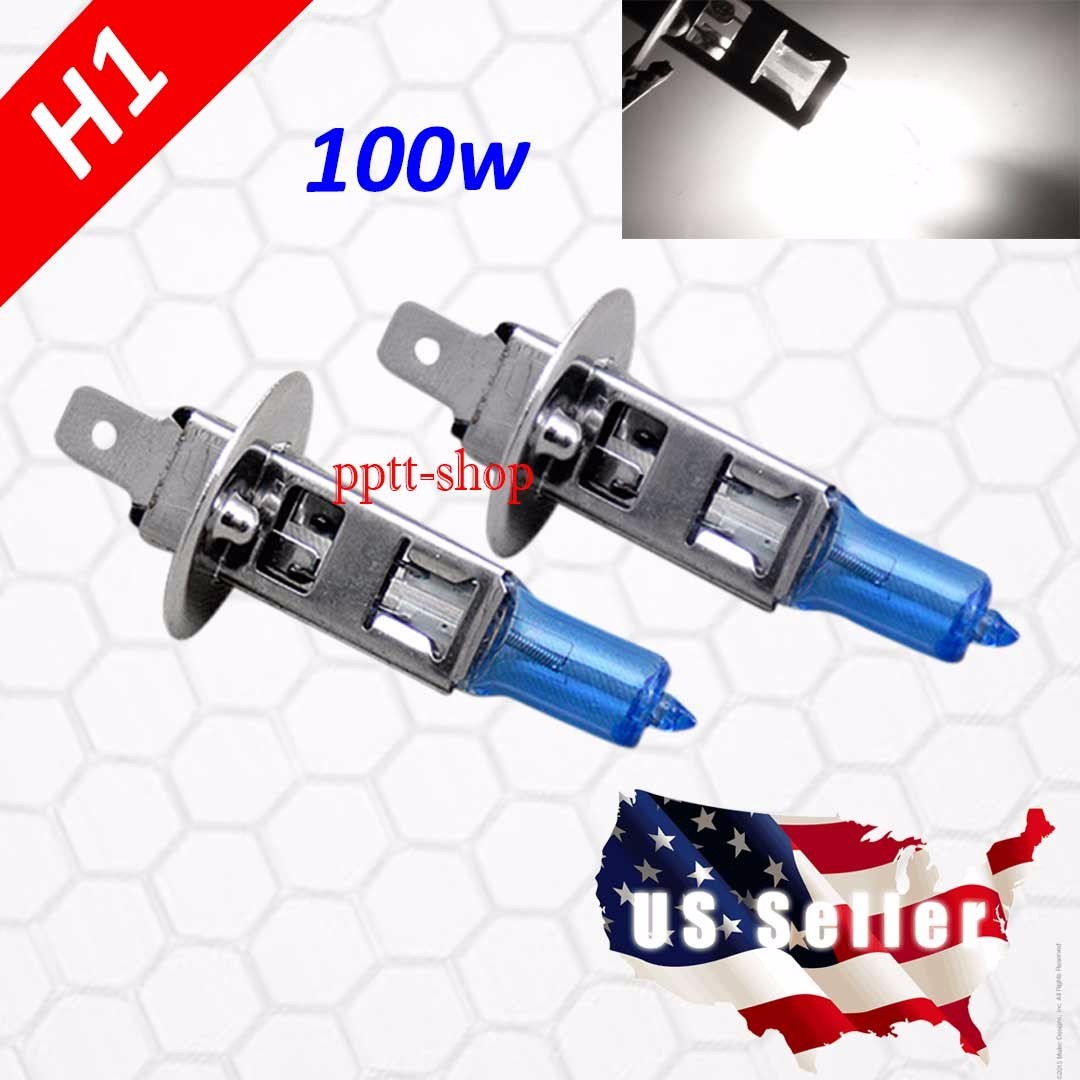 Super White 5000K 1 Pair H1 Halogen 100w Xenon Headlight Lamp Bulb Fog ...