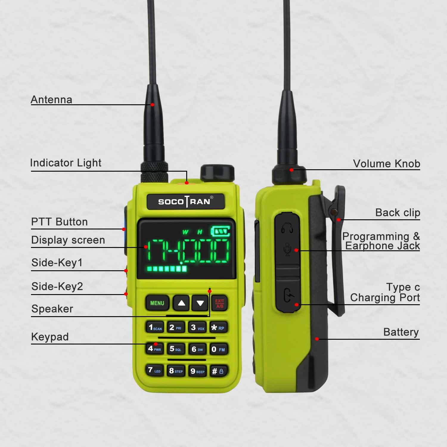 SOCOTRAN UV-5118 Two Way Radio Full Band 108-660MHz Marine Air Band ...