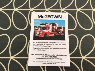 Lion Toys McGeown Scania T Cab Low Loader Certificate Only | eBay UK