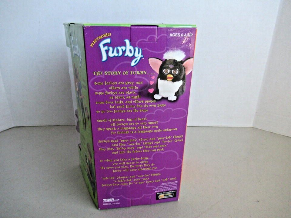 RARE ORIGINAL BLACK FURBY PINK EARS Tiger Electronics NEW in BOX never ...