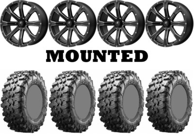 Kit 4 Maxxis Carnivore Tires 35x10-15 on MSA M42 Bounty Matte Black ...