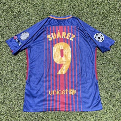 Barcelona 2017/18 UCL Home Luis Suarez #9 Men’s L | eBay