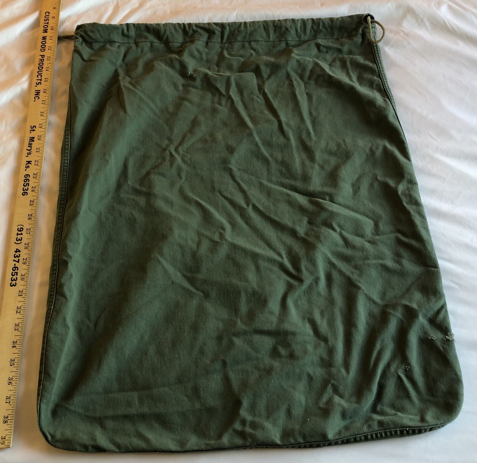 US Army Military Barracks Laundry Bag Cotton Storage -**Has A Few Holes ...