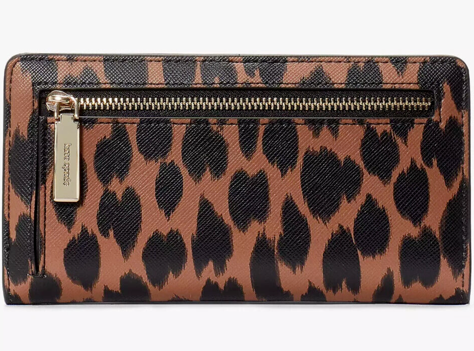 Kate Spade Schuyler Large Slim Bifold Leopard Wallet KE814 NWT $179 ...