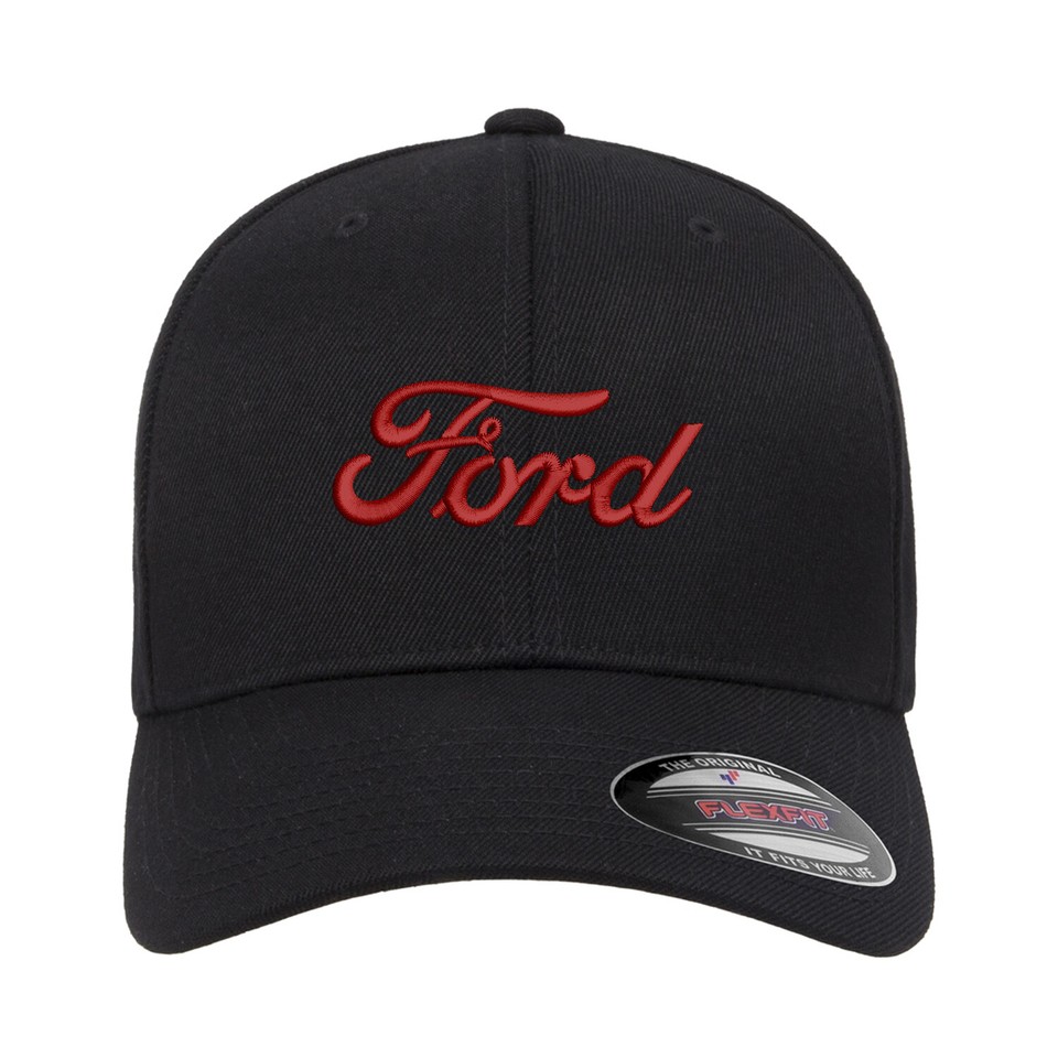 Ford Logo Embroidered Flexfit Fitted Baseball Cap Hat F-150 Mustang ...