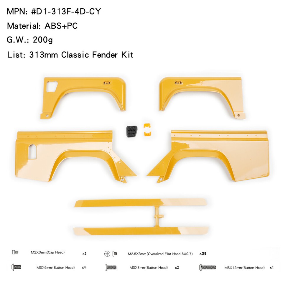 313/324mm RD110 4 Doors Pickup Truck Body Shell For 1/10 RC Crawler ...