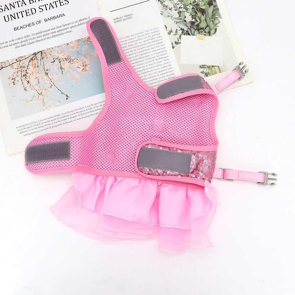 Fancy Dog Harness Dress with Leash Set Summer Puppy Girl Skirt Cat ...
